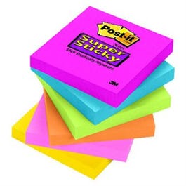 Post-It Notes, Super Sticky, Assorted Colors, 3 x 3-In., 90-Ct ...